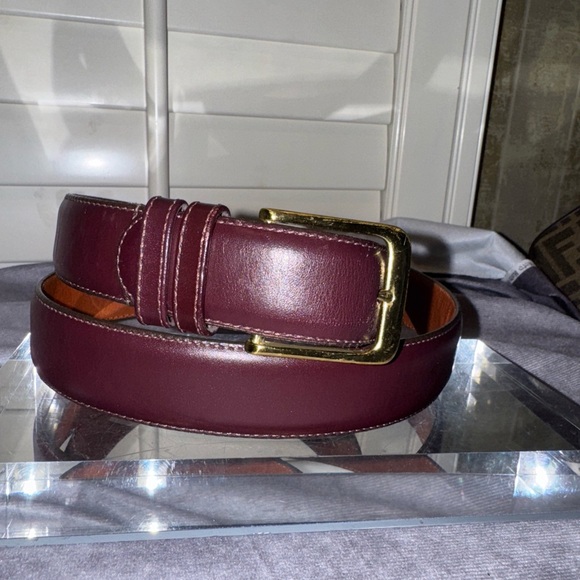 Coach | Accessories | Mens Coach Belt Burgundy Leather Belt Size 34 ...